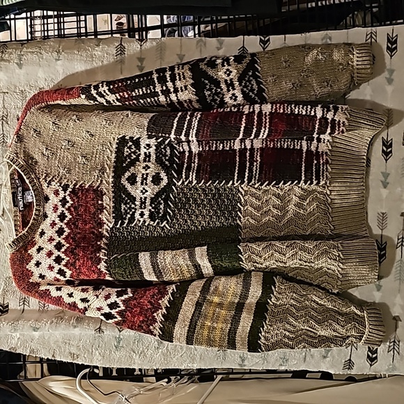 Nautica | Sweaters | Vintage L Nautica Mens Hand Knit Patchwork Sweater | Poshmark